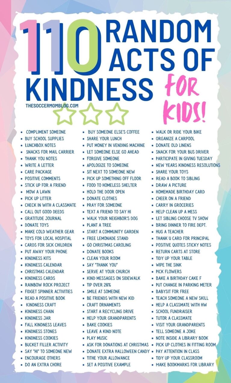 110 Random Acts of Kindness for Kids - The Soccer Mom Blog