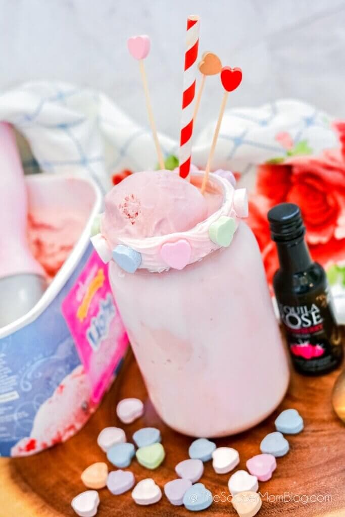 Strawberry Valentine Milkshake Recipe - The Soccer Mom Blog