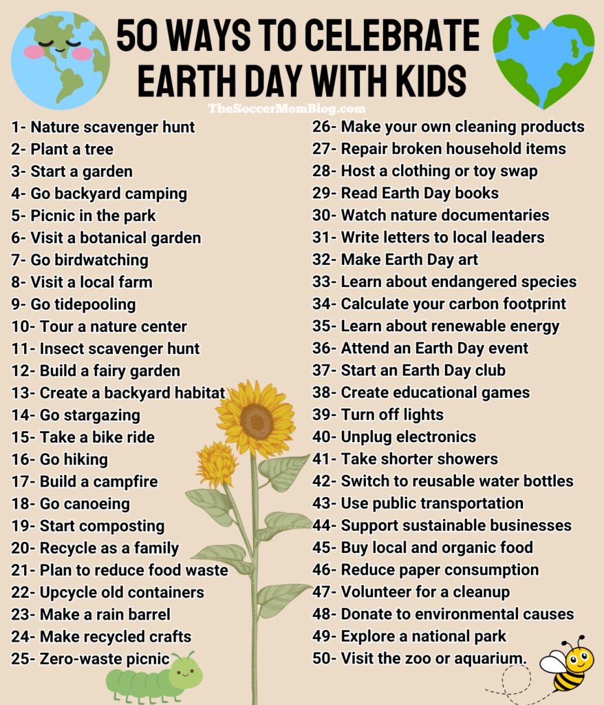50 Ways To Celebrate Earth Day With Kids - The Soccer Mom Blog