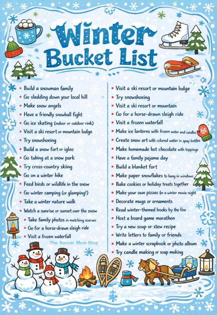 100 Winter Bucket List Ideas - The Soccer Mom Blog